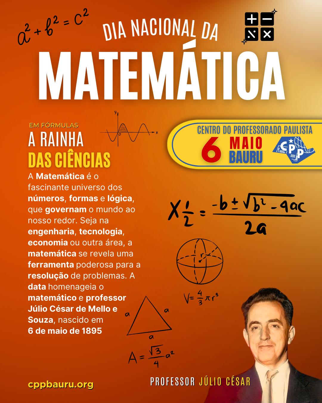 🔔 Dia Nacional da Matemática 🕗 6 de Maio – CPP BAURU